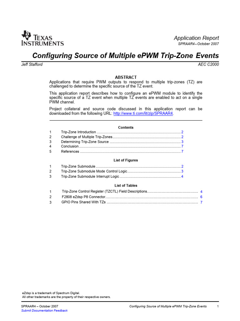 Spraar4 - Configuring Source of Multiple ePWM Trip-Zone Events | PDF | Computer Engineering ...
