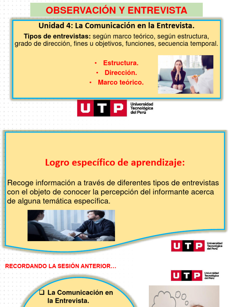 Utp PG 2021-Obs. y Ent. Sesión 8 | PDF | Comunicación | Sicología