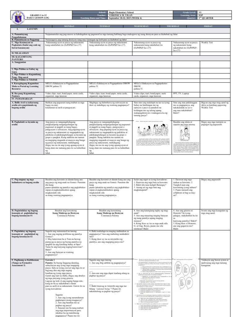 ESP 6 - Q1 - Wk4 | PDF