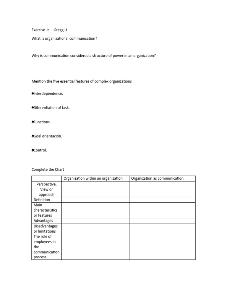 Exercise 1. Comparative Chart GreggU | PDF Exercise 1. Comparative Chart GreggU | PDF