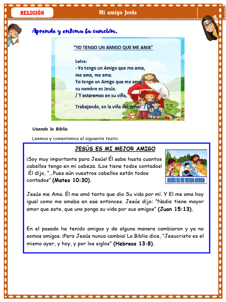 d5 A2 Ficha Rel. Mi Amigo Jesús 22-09-2023 | PDF