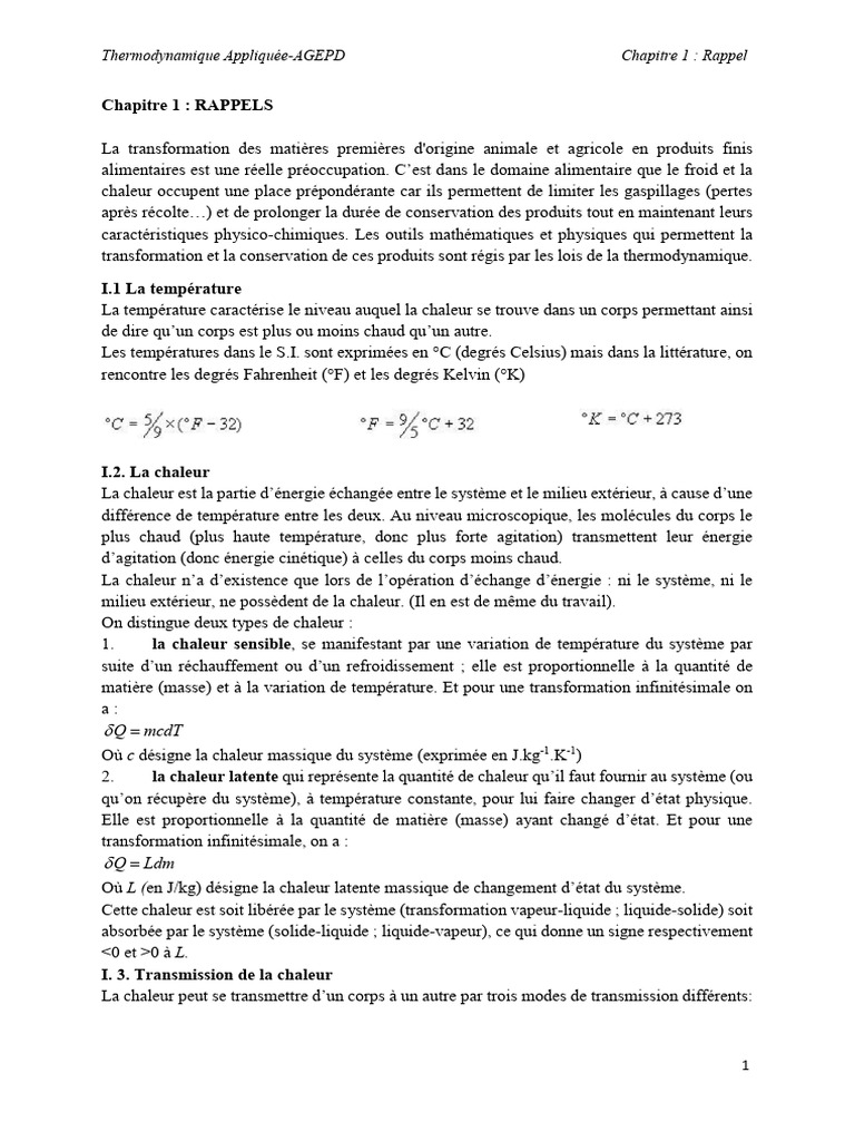 Chap 1 Rappel | PDF | Transfert thermique | Atmosphère de la Terre