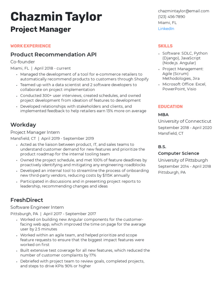 Entry Level Project Manager Resume Example | PDF | Agile Software ...