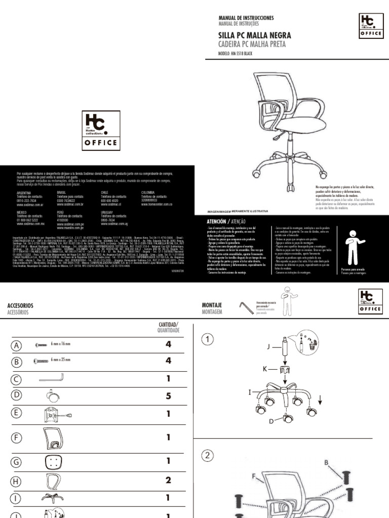 Manual de Montaje Silla HM-5518 Black | PDF | Minoristas | Consentimiento