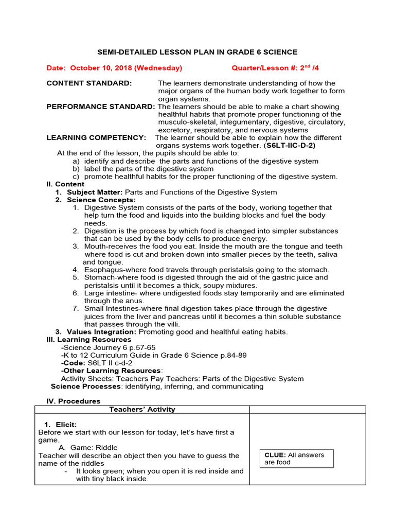 Q2 - Parts and Functions of The Digestive System | PDF | Digestion ...