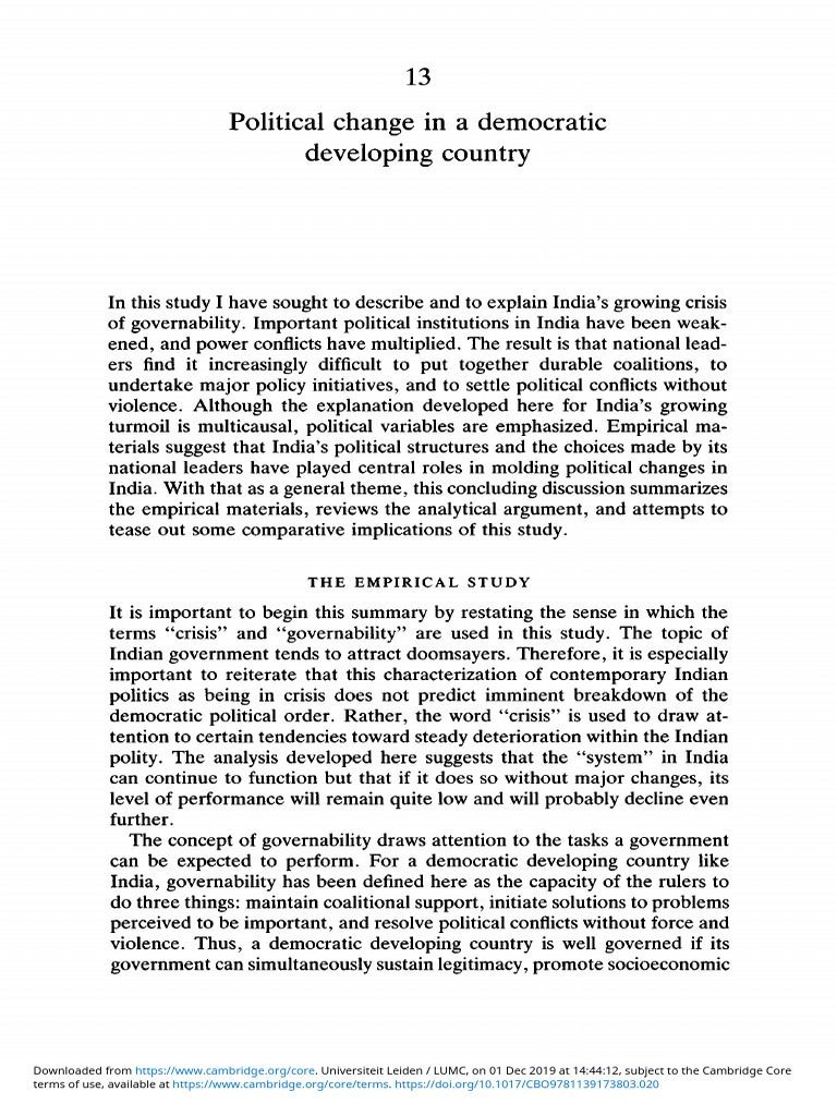 Democracy and Discontent (India's Growing Crisis of Governability) - Political Change in A ...