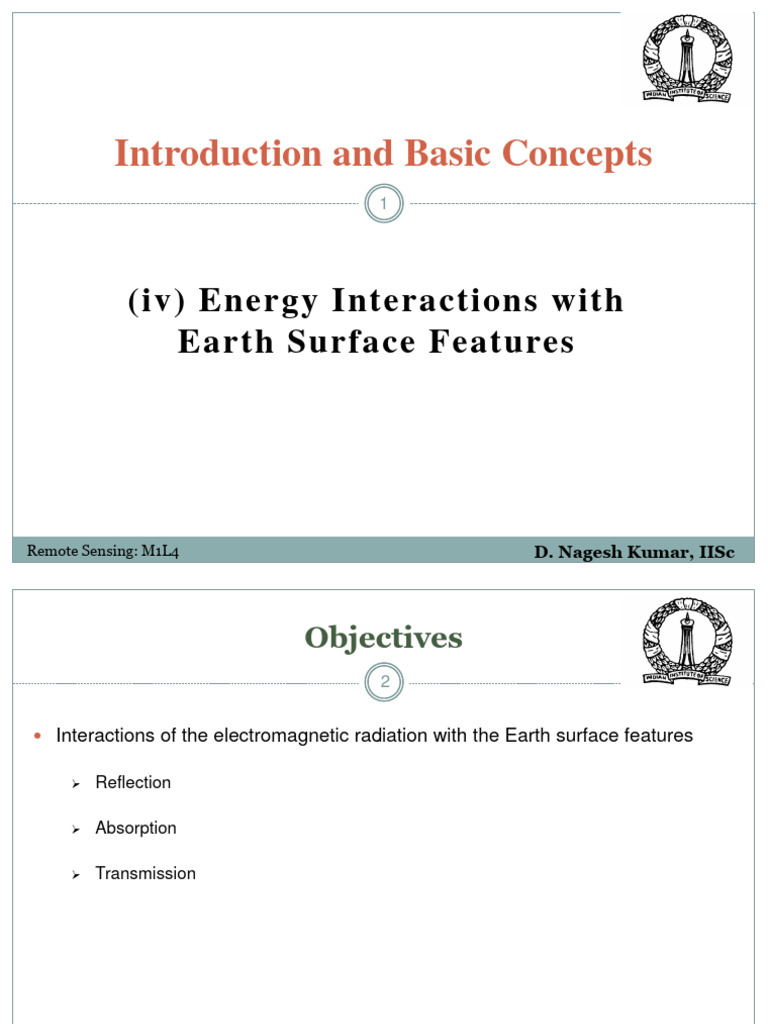 Energy Interactions With Earth Surface Features Remote | PDF ...