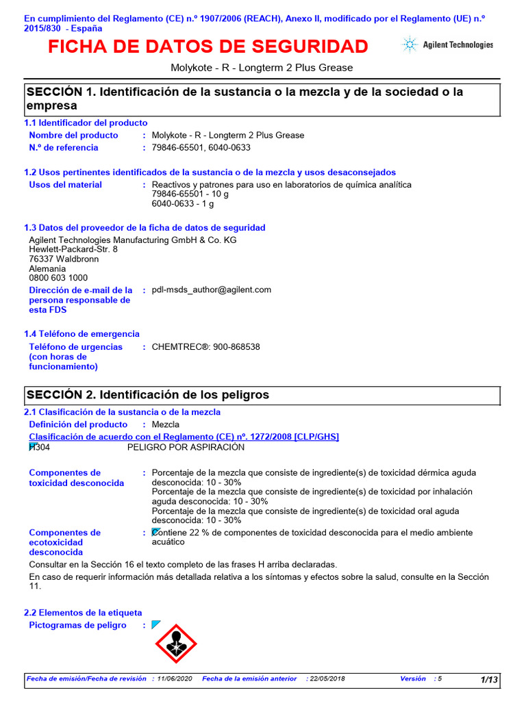 Molykote - R - Longterm 2 Plus Grease - EUSpanish | PDF | Residuos ... Molykote - R - Longterm 2 Plus Grease - EUSpanish | PDF | Residuos ...