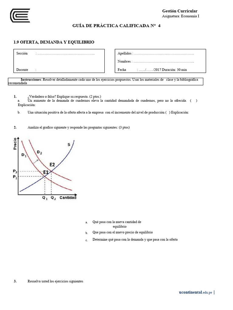 Guía de Práctica Calificada #4 | PDF | Oferta (economía) | Precios