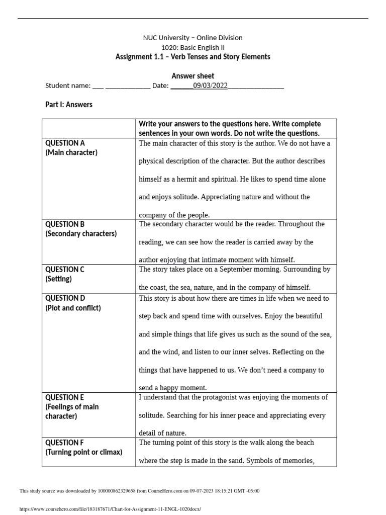 Chart For Assignment 1.1 ENGL 1020 | PDF | Linguistics | Grammar