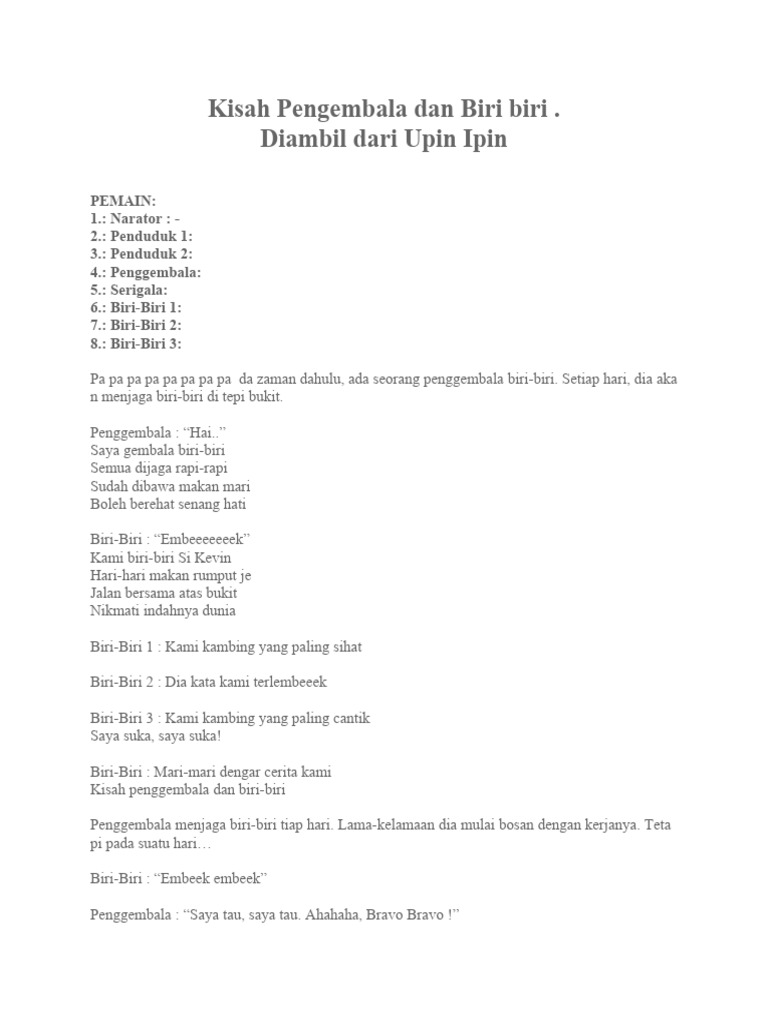 Kisah Pengembala Dan Biri Biri | PDF