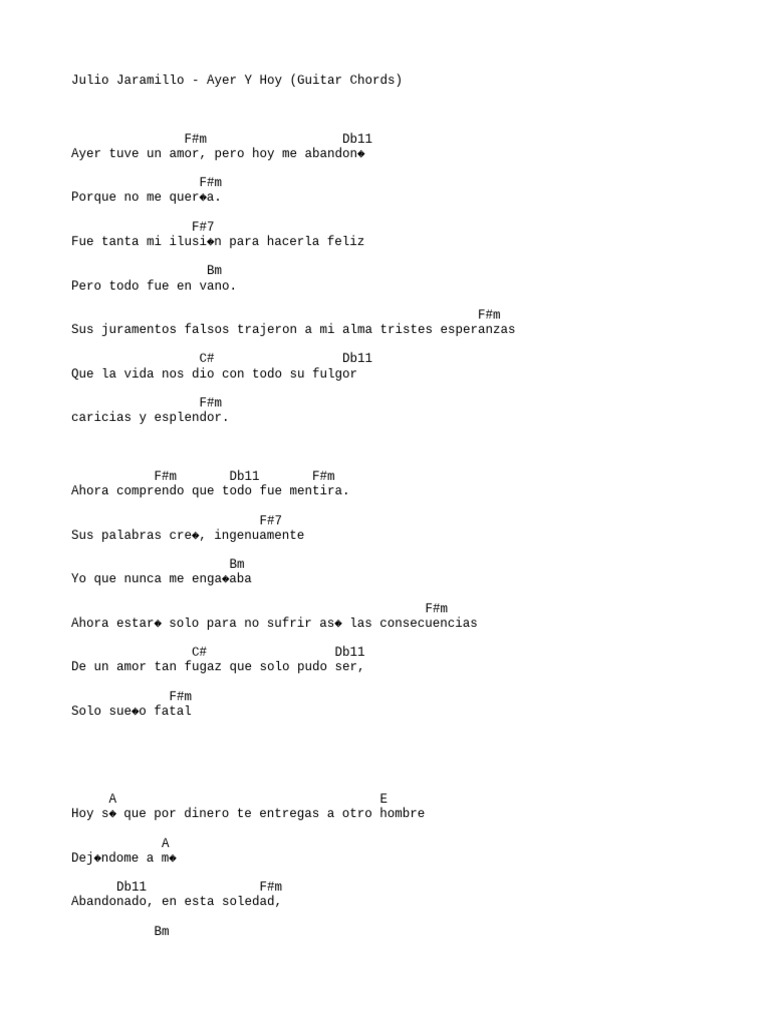Acordes - Julio Jaramillo - Ayer y Hoy | PDF