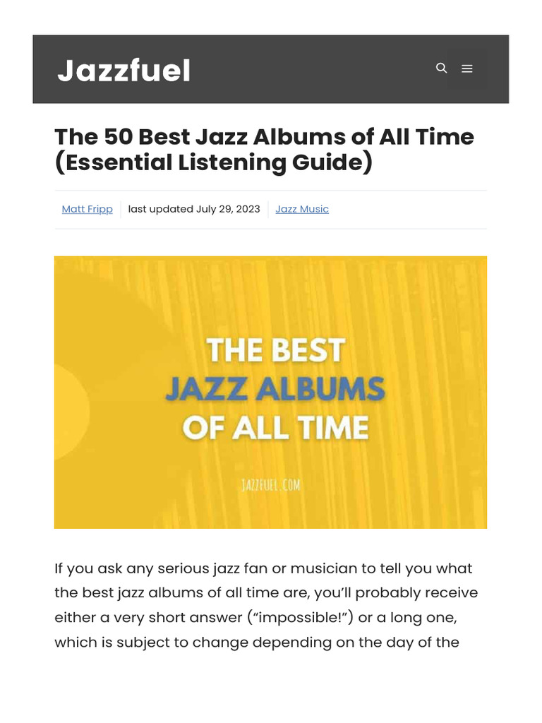 The 50 Best Jazz Albums of All Time (Essential Listening Guide) | PDF | Jazz | African American ...