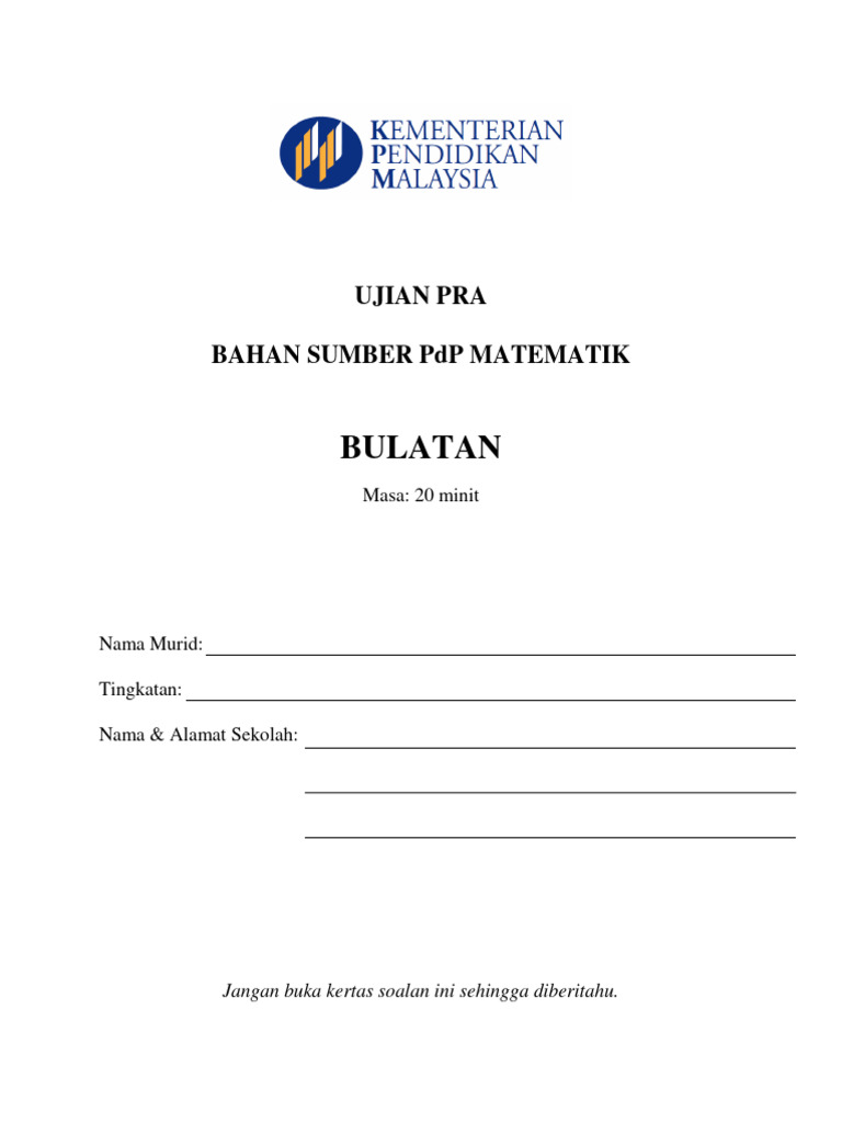 M29 Bulatan Ujian Pra | PDF | Metode & Bahan Ajar