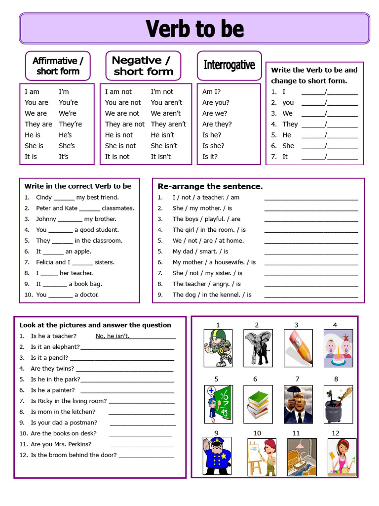 Verb To Be: Forms and Exercises | PDF | Linguistics | Grammar