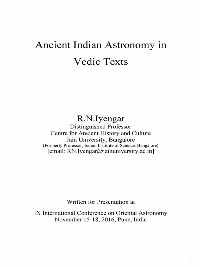 R.N. Iyengar - Ancient Indian Astronomy in Vedic Texts - Precession ...