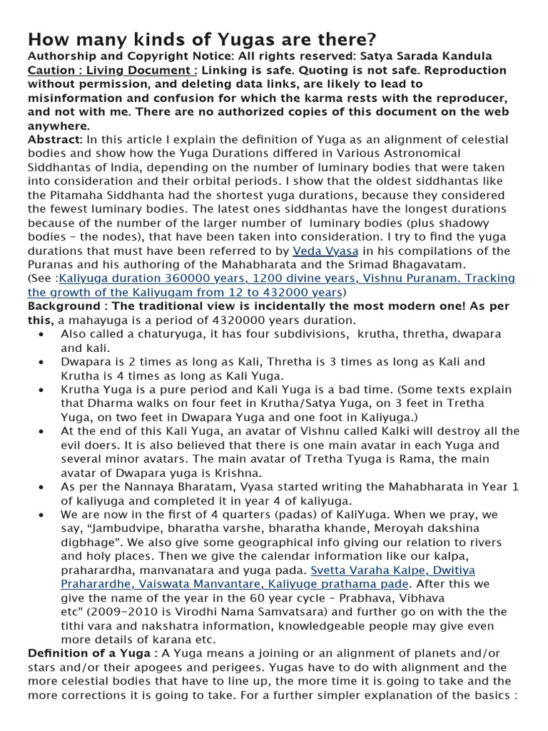 How Many Kinds of Yugas Are There? | PDF | Religion & Spirituality