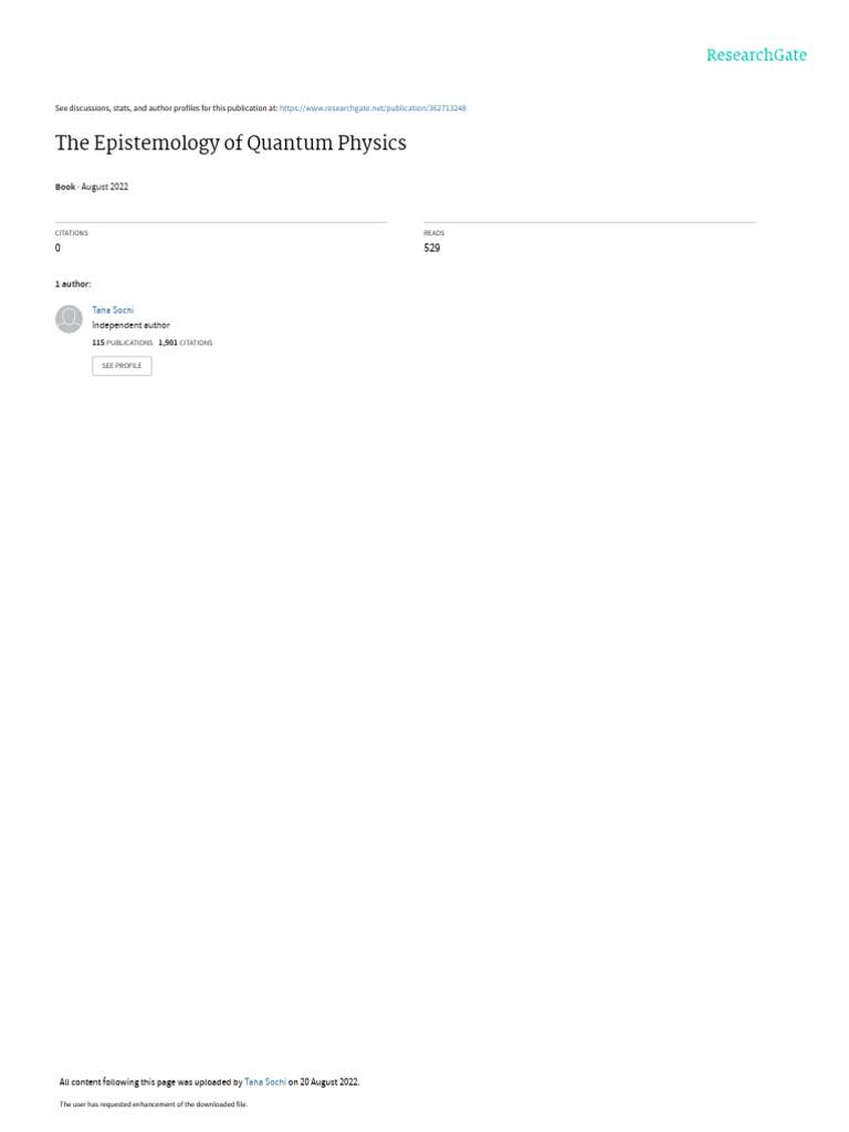 Epistemology of Quantum Physics | PDF