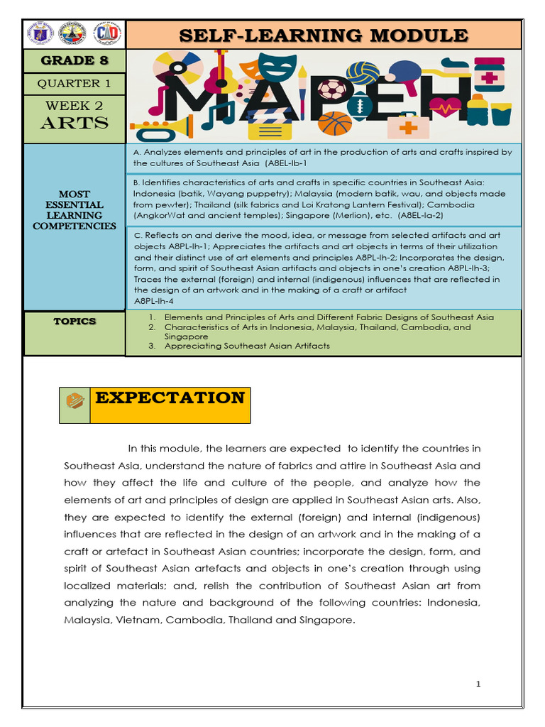 Mapeh 8 q1 Week 2-Arts | PDF