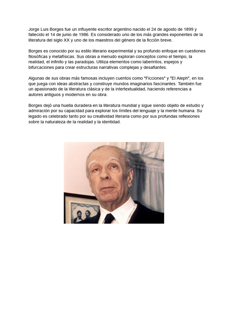Biografía de Jorge Luis Borges | PDF