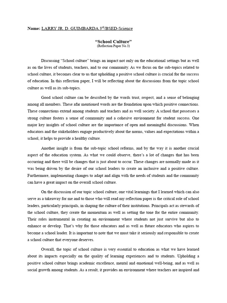 Educ 107 - Reflection Paper No. 3 | PDF | Community | Learning