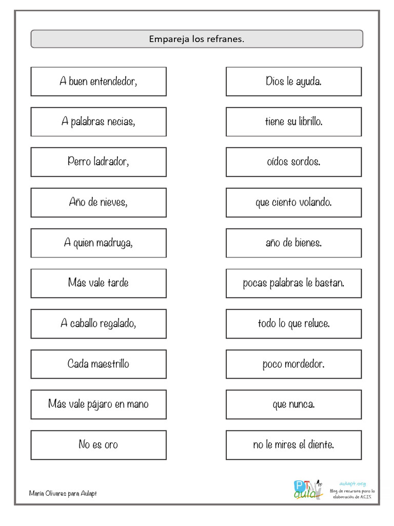 Emparejar Refranes | PDF