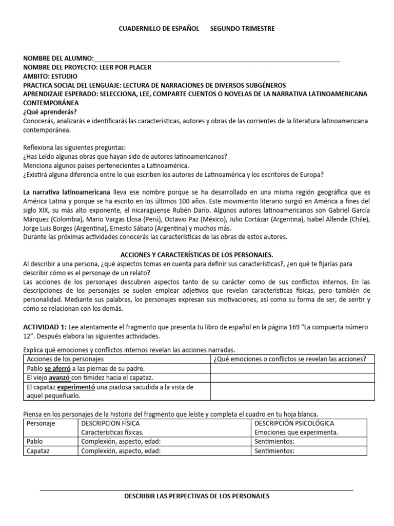 Cuadernillo de Segundo Cuentos. | PDF | America latina | Literatura ...