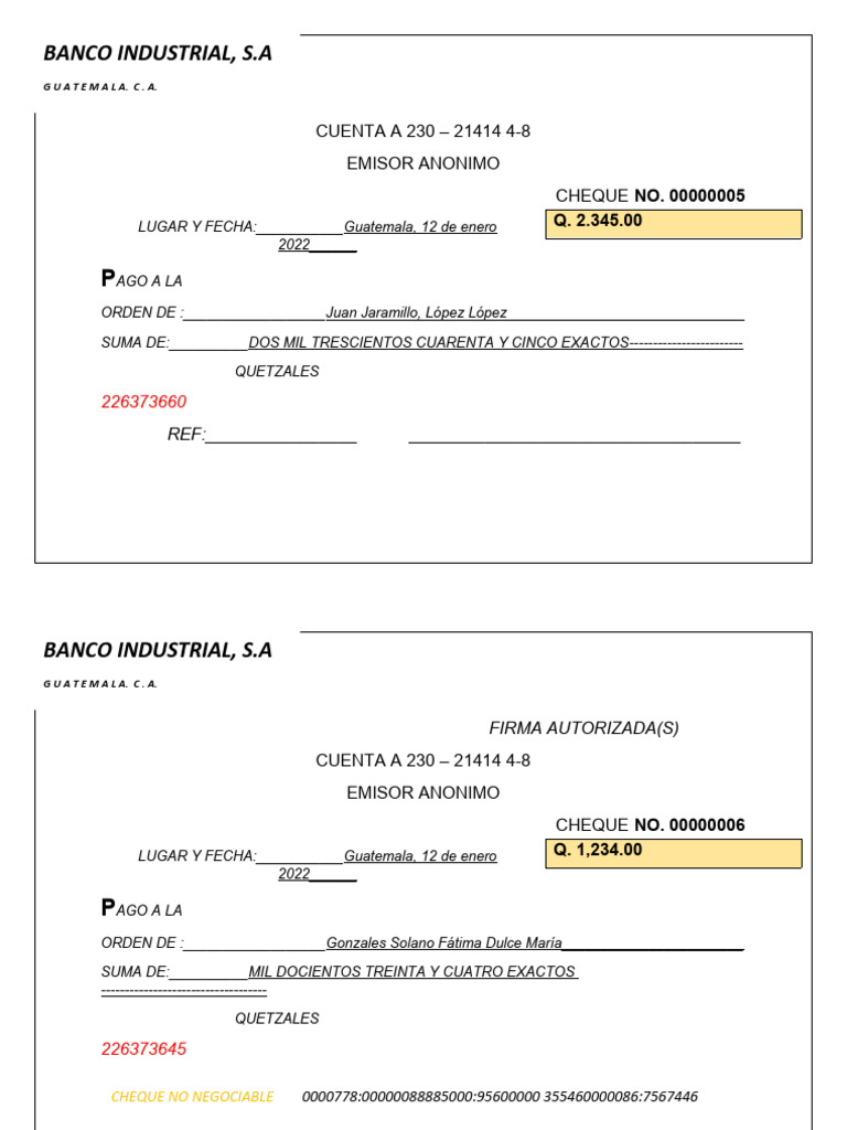 Cheque No Negociable | PDF