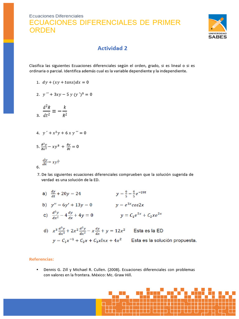 Actividad 2. Ecuaciones Diferenciales de Primer Orden | PDF