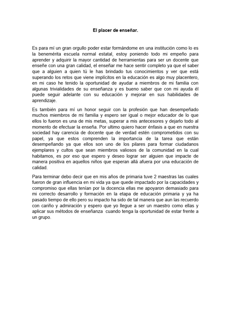 El Placer de Enseñar - Jonathan Cesar Santos Michel. | PDF