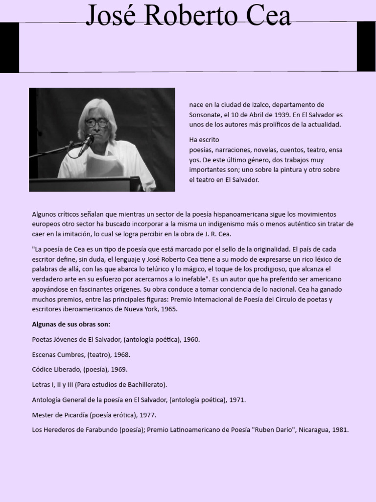 Biografía de José Roberto Cea | PDF