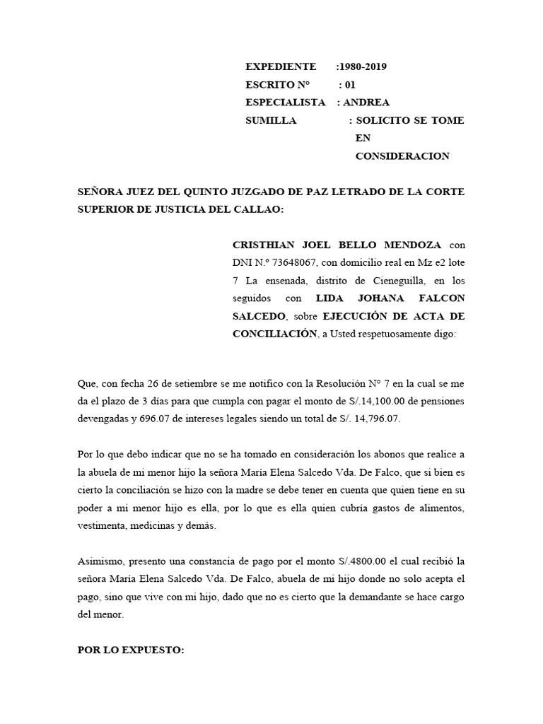 Solicito Se Tome en Consideracion | PDF