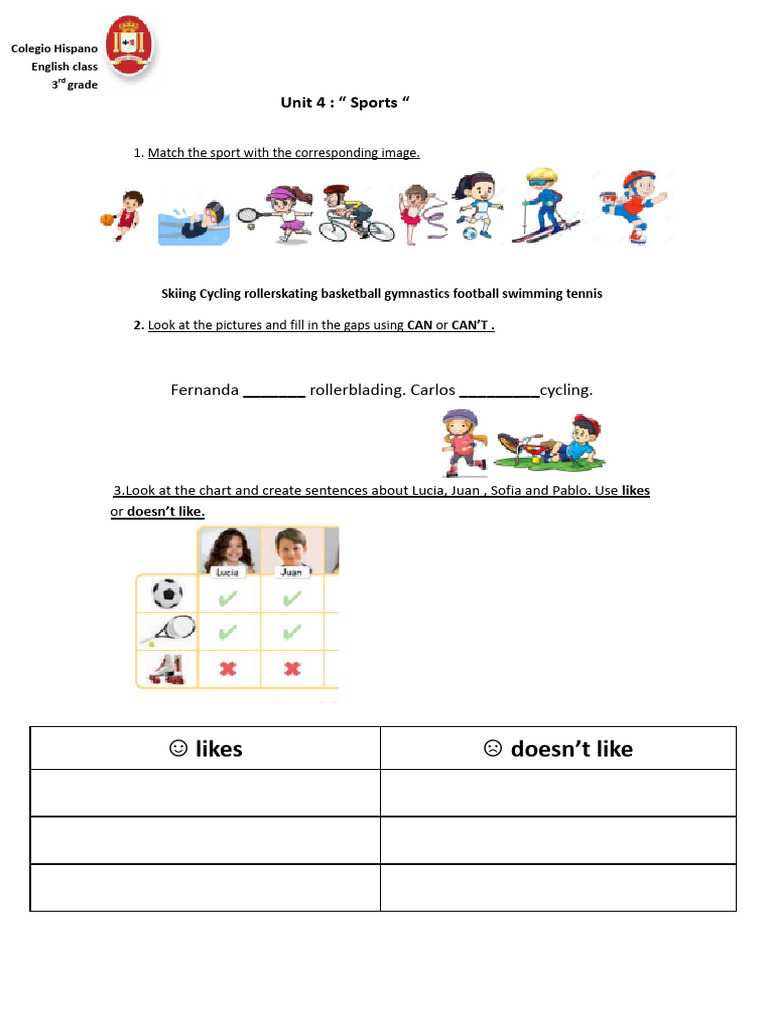 3rd Grade English: Sports Unit Activities | PDF