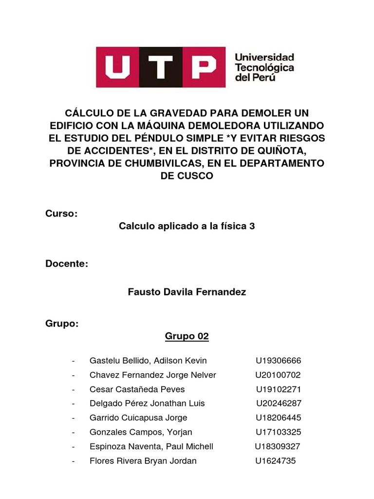 Proyecto Caf 3 - Pendulo | Descargar gratis PDF | Péndulo | Oscilación