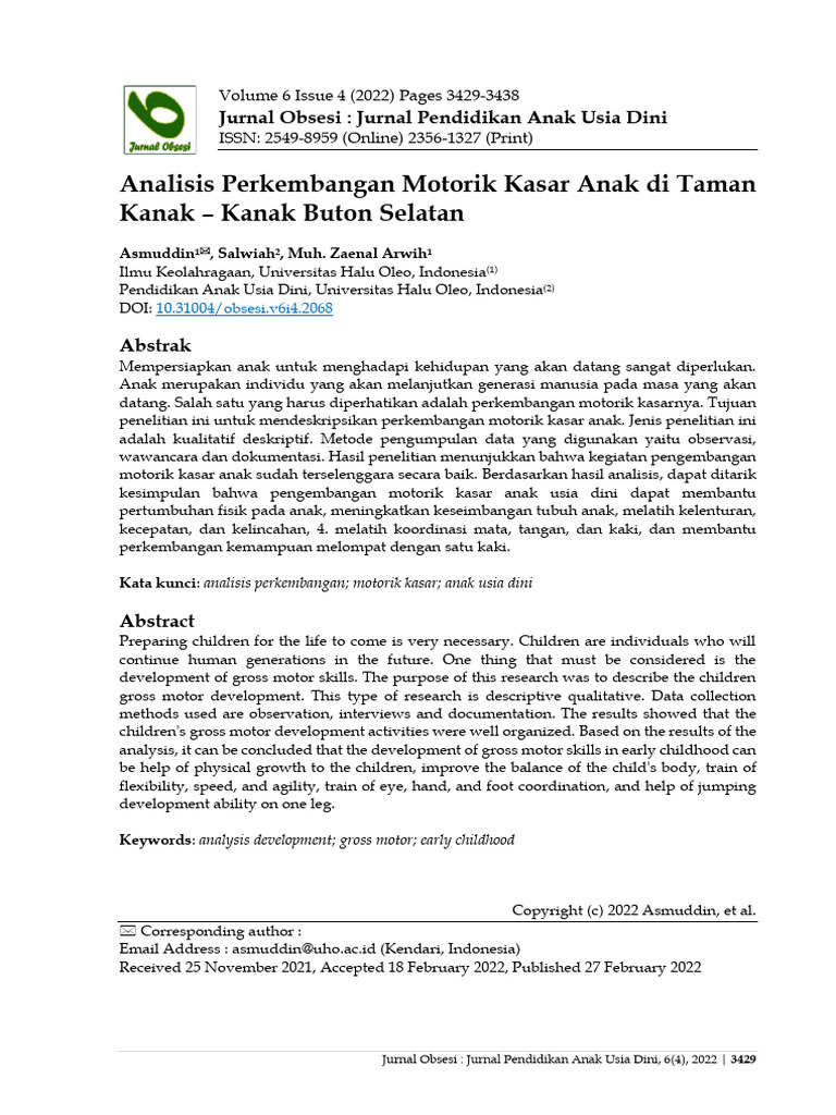 32.analisis Perkembangan Motorik Kasar Anak | PDF