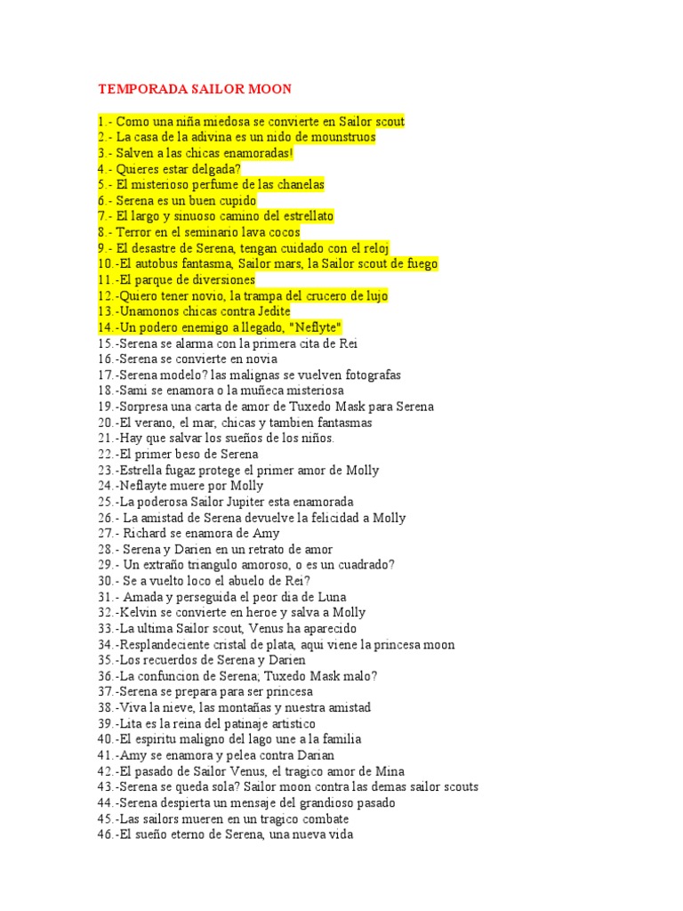 Sailor Moon Episodes | PDF | Anime y manga | Elementos de ficción