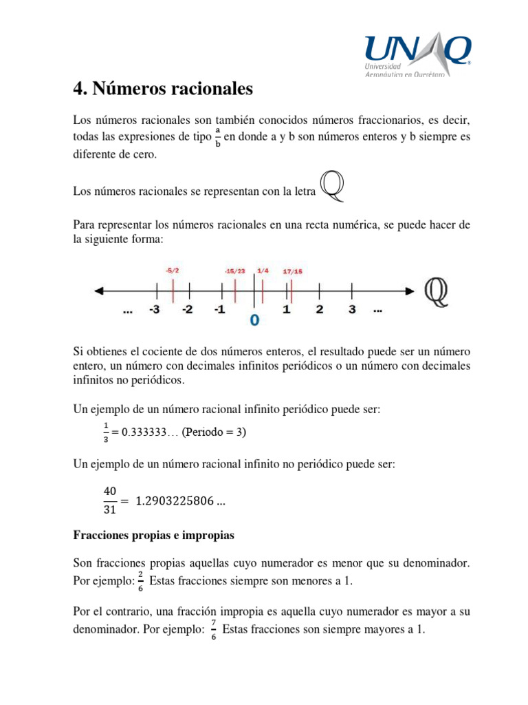 Números Racionales y Operaciones Básicas | PDF | Número racional ...