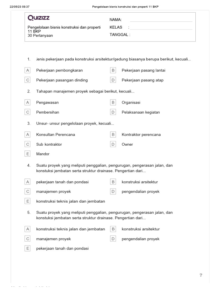 Pengelolaan Bisnis Konstruksi Dan Properti 11 BKP | PDF