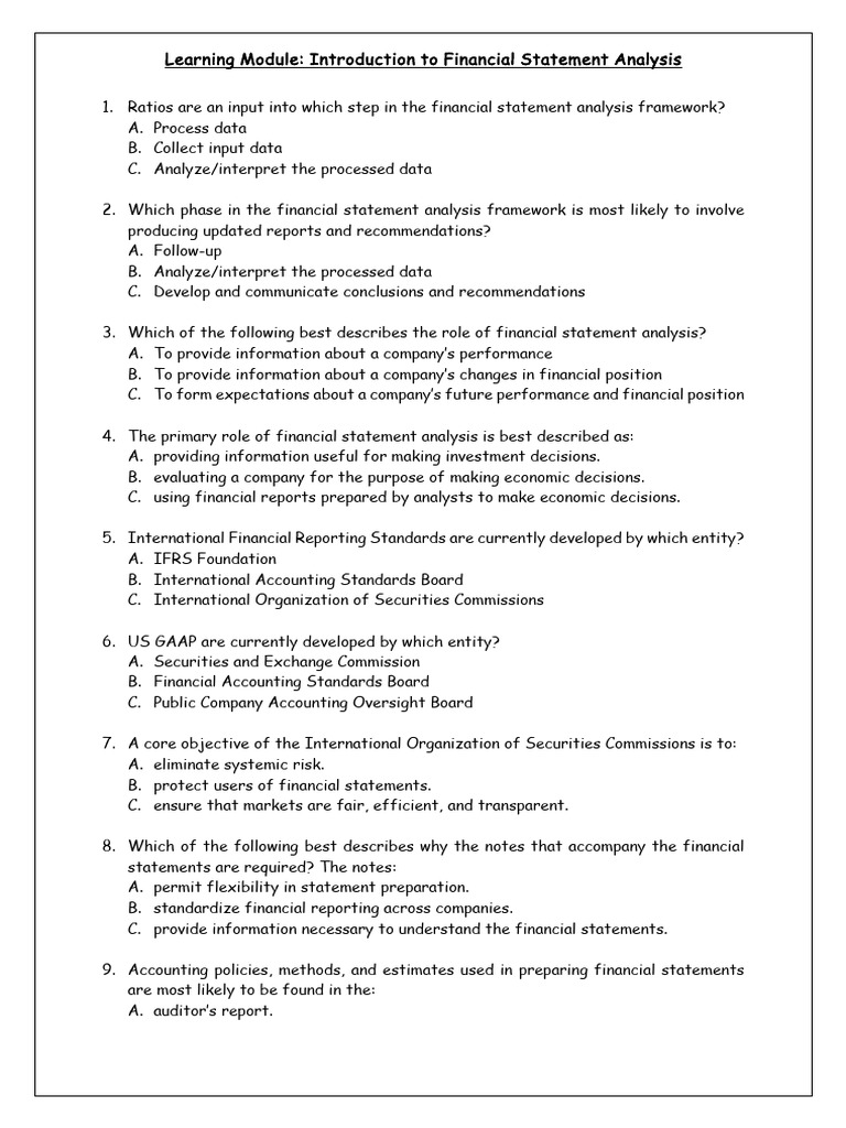 QB Introduction To FSA | PDF | Financial Statement | Auditor's Report