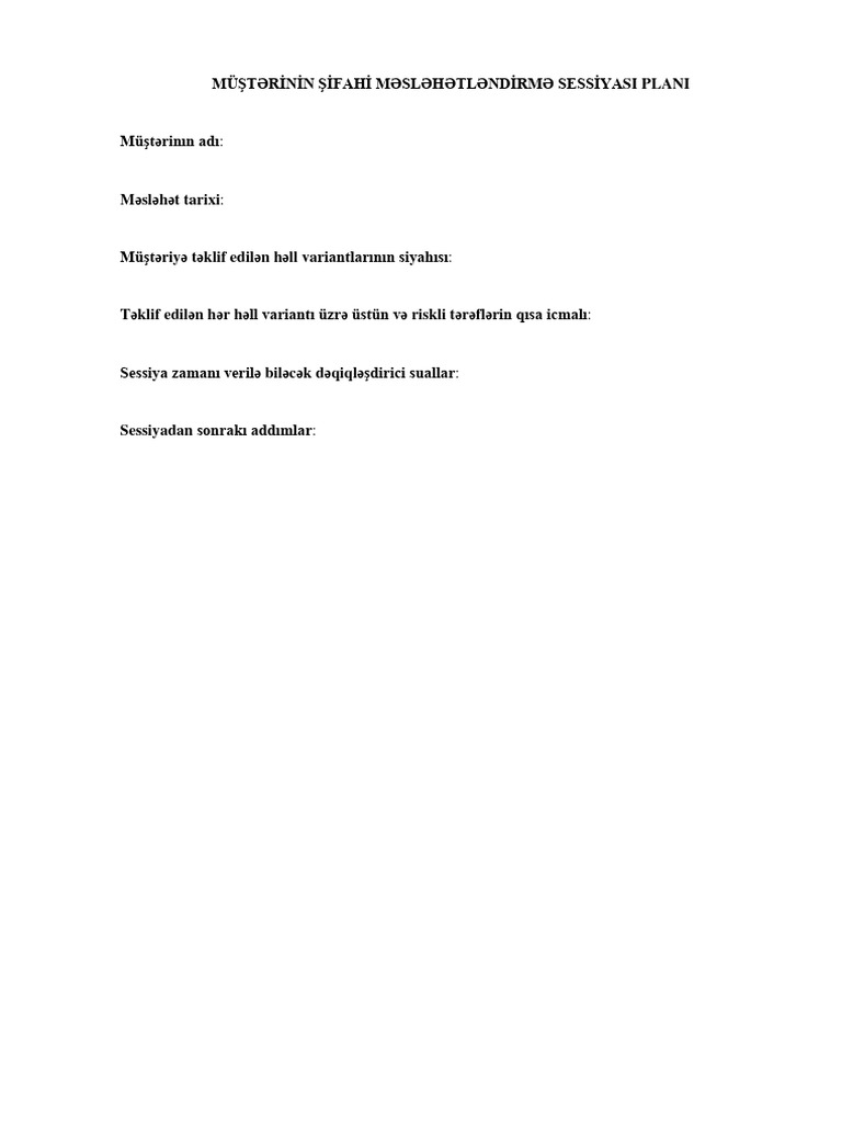 Client Counseling Plan Template | PDF