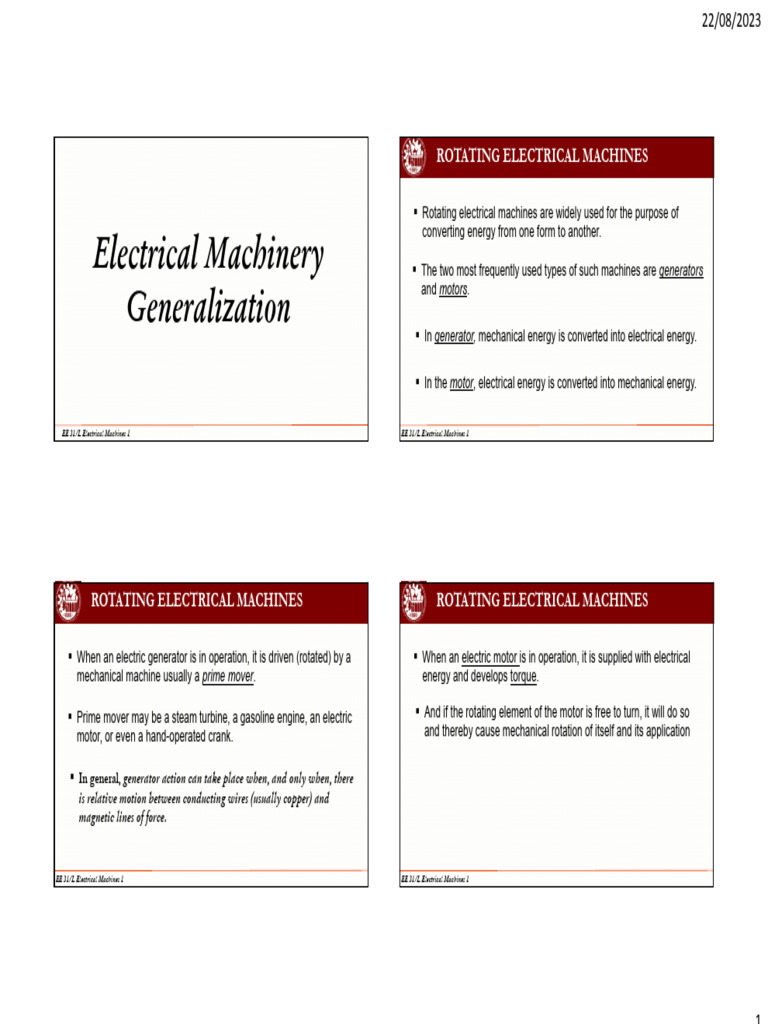 Lesson 1 - Electrical Machinery Generalization | PDF