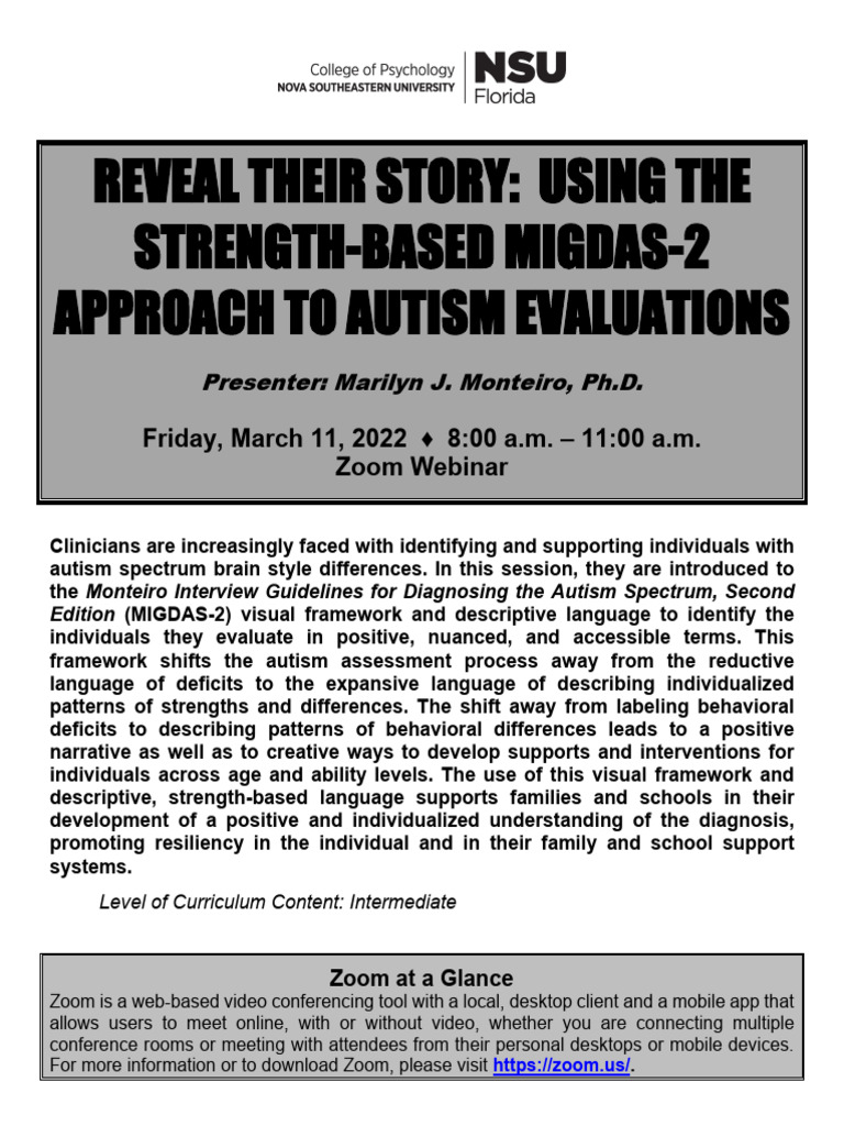 Reveal Their Story Using The Migdas 2 For Autism Evaluations | PDF