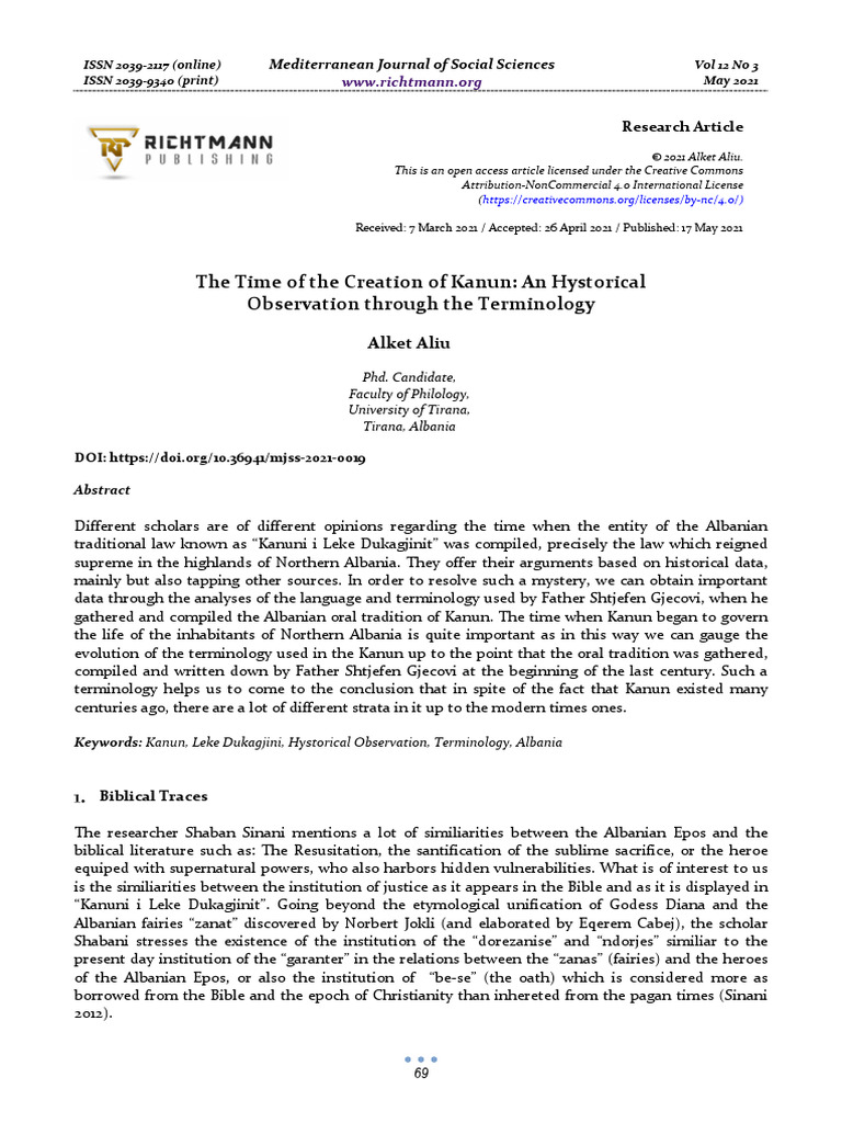 The Time of The Creation of Kanun An Hystorical Ob | PDF | Albanians ...
