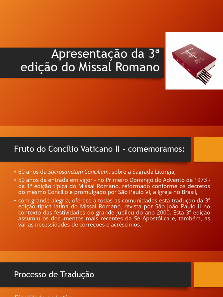 Apresentação Da 3 Edição Do Missal Romano | PDF | Missa (liturgia) | Oração