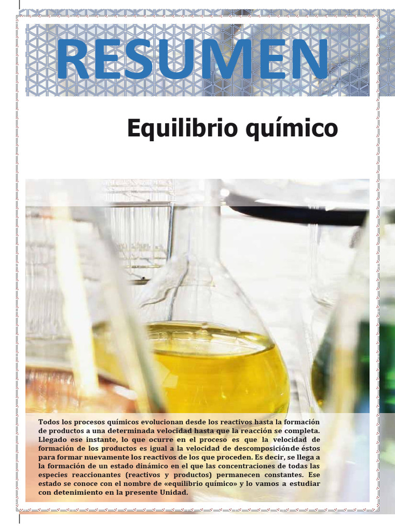 Equilibrio Químico (RESUMEN) | PDF | Equilibrio químico | Solubilidad
