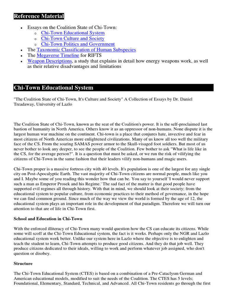 Rifts - Reference Material | PDF