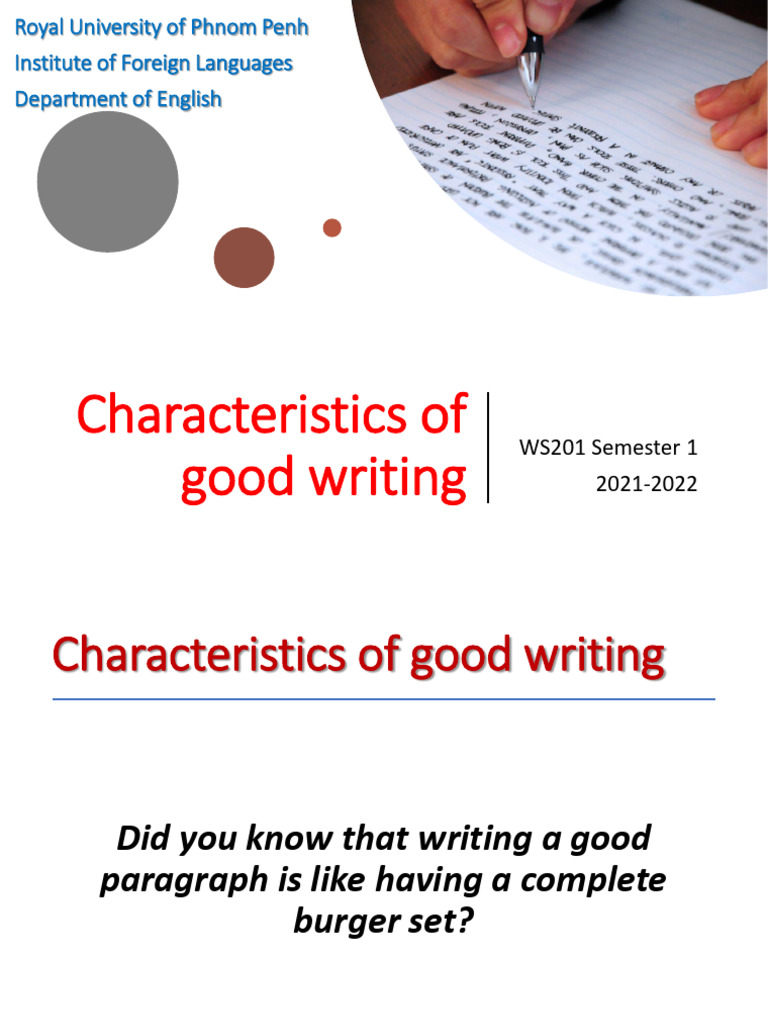 WS201 - Characteristics of Good Writing | PDF
