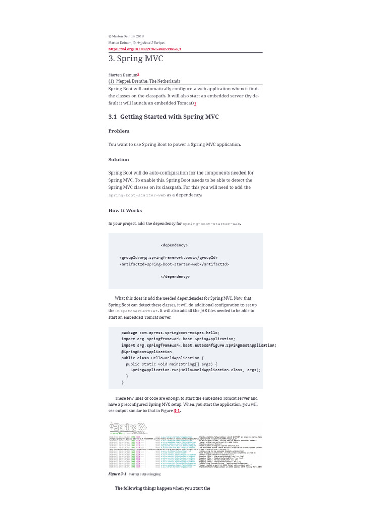 Spring MVC Spring Boot 2 Recipes A Problem-Solution Approach | PDF