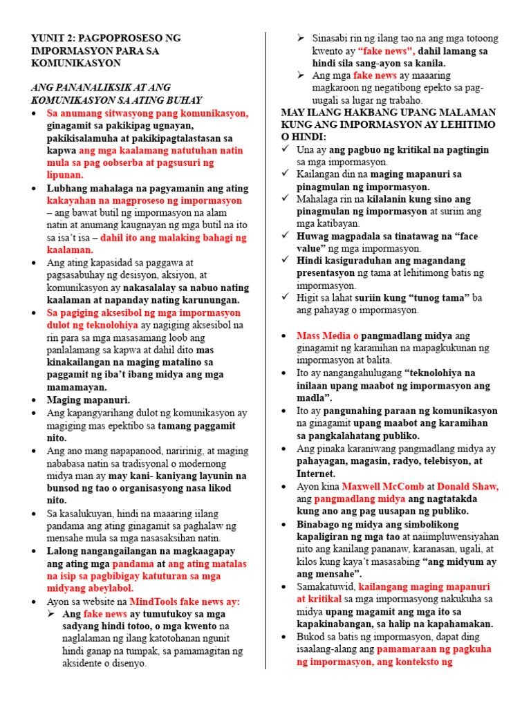 Yunit 2 - Fili | PDF