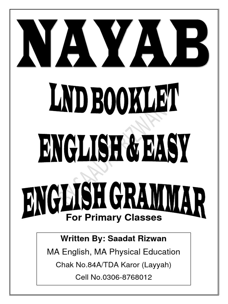 Nayab LND Booklet Eng & Grammar by Saadat. | PDF | English Language | Adjective